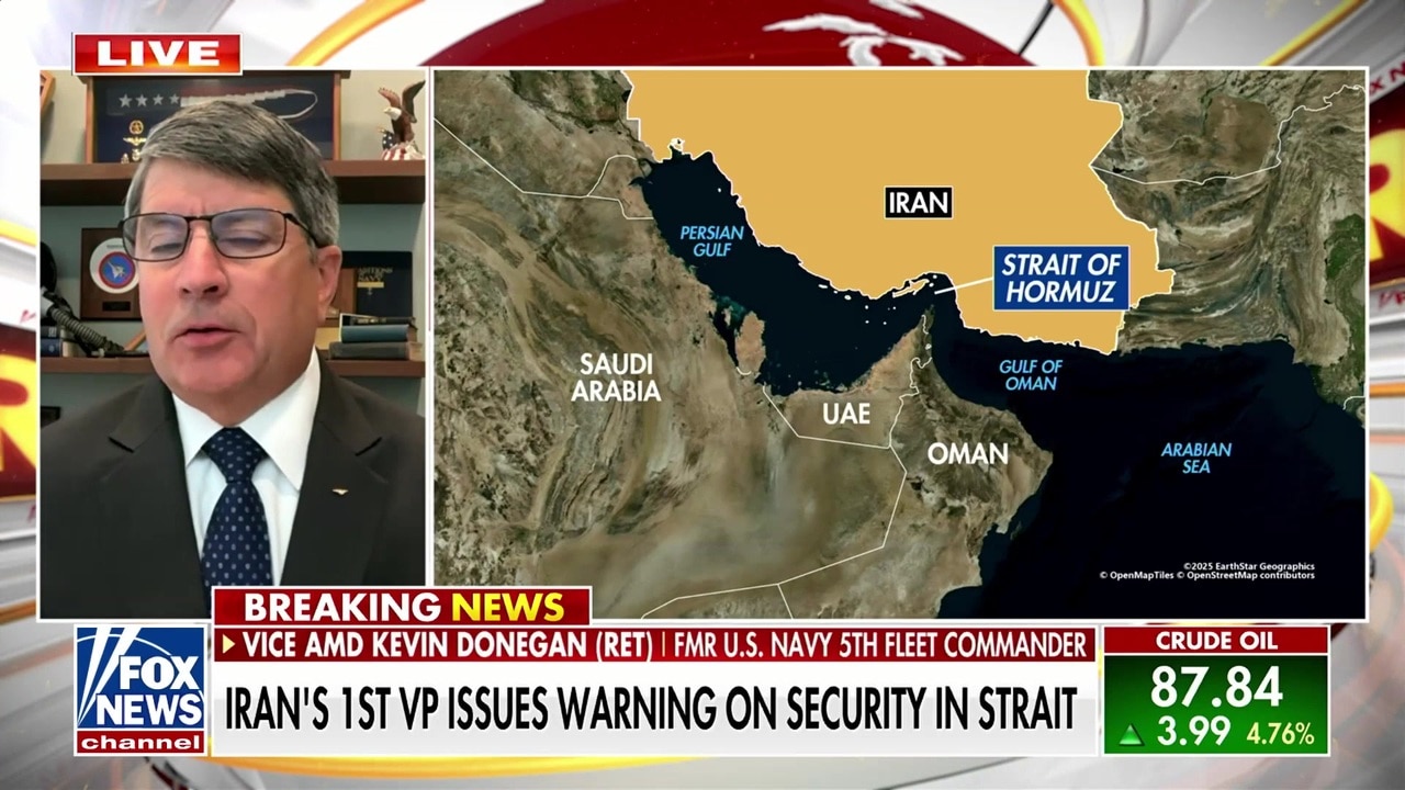 Watch Vice Admiral Kevin Donegan on US-Iran 'tug of war' in Strait of ...