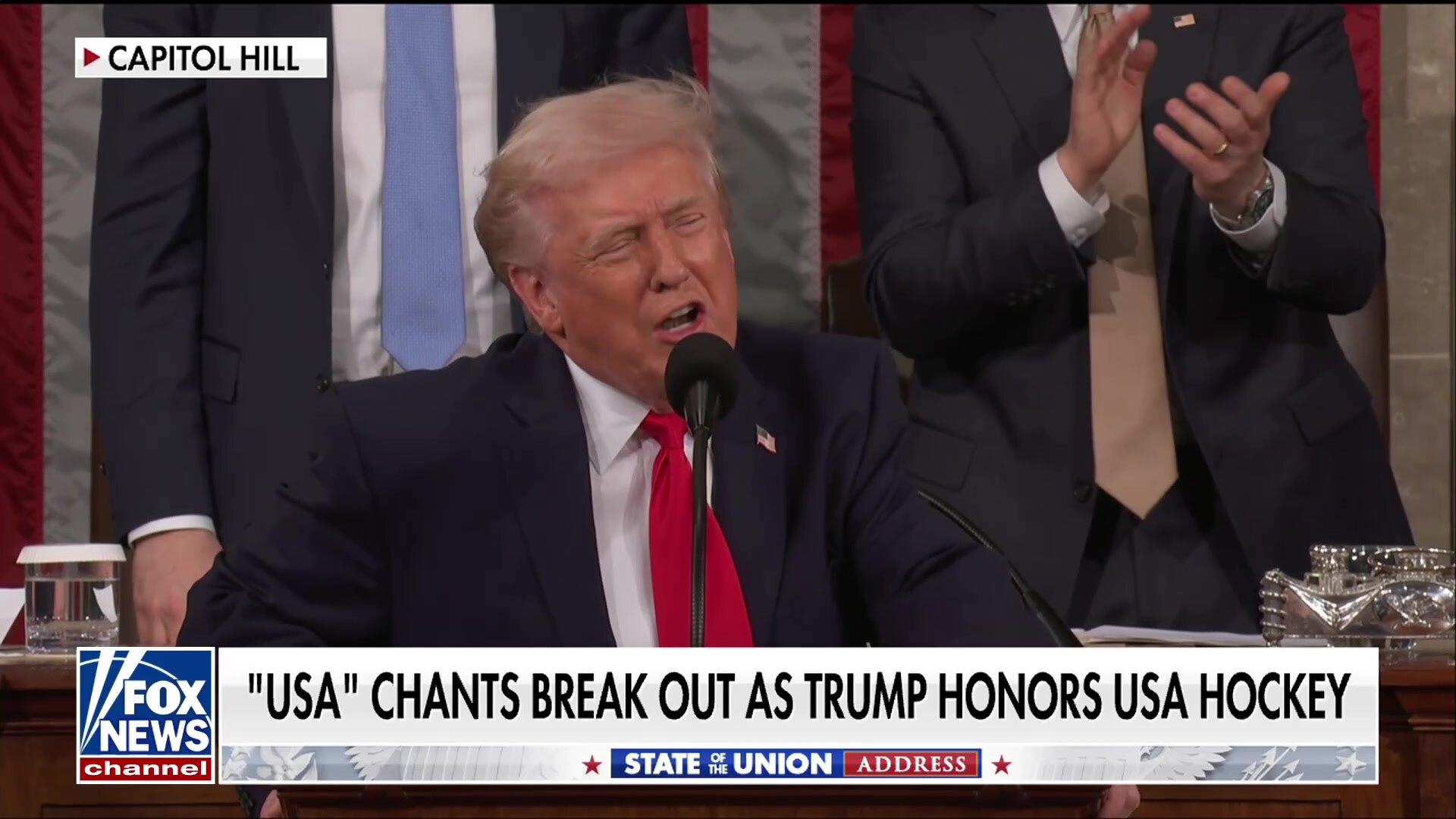 Watch 'USA' chants erupt as President Trump honors Men's Gold Medal ...